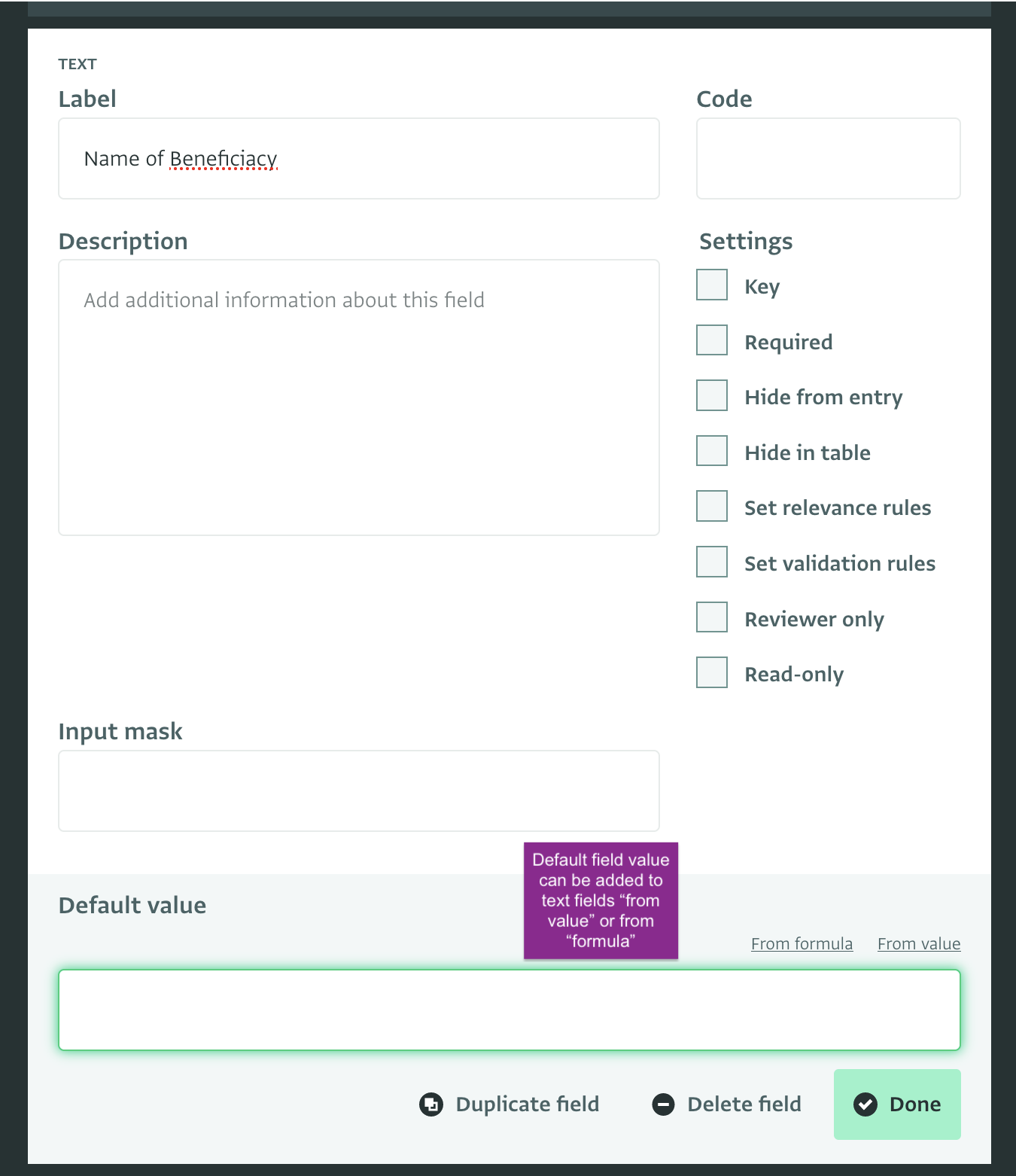 Default value - ActivityInfo: information management software for M&E, reporting and case management