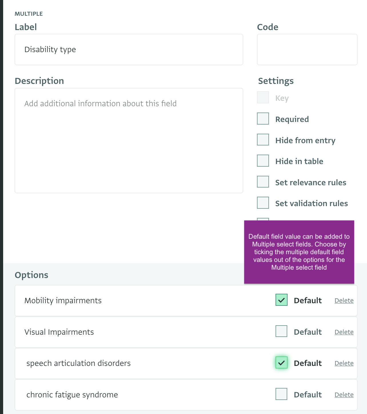 Default value - ActivityInfo: information management software for M&E, reporting and case management