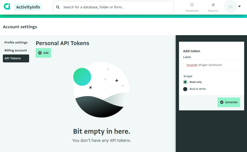 Personal API Tokens - ActivityInfo: information management software for ...