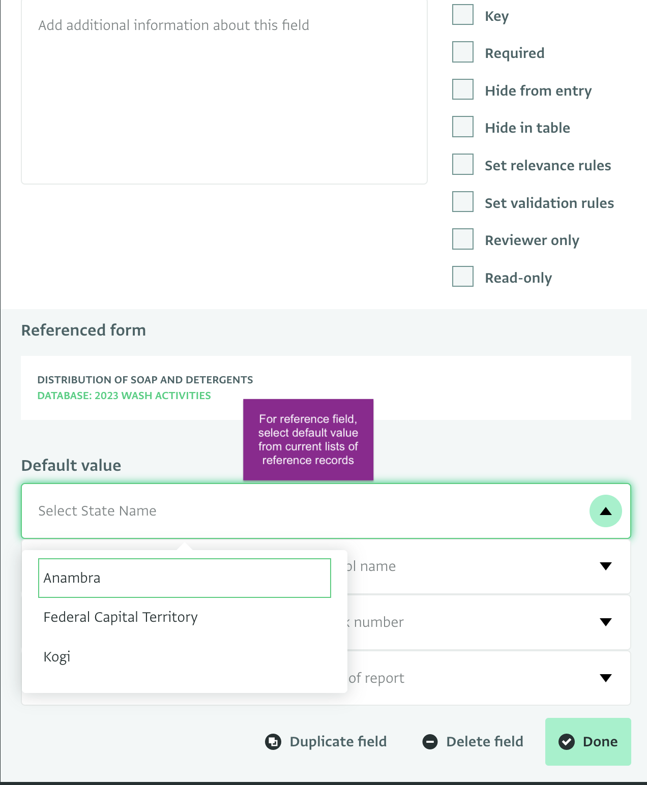 Default value - ActivityInfo: information management software for M&E, reporting and case management